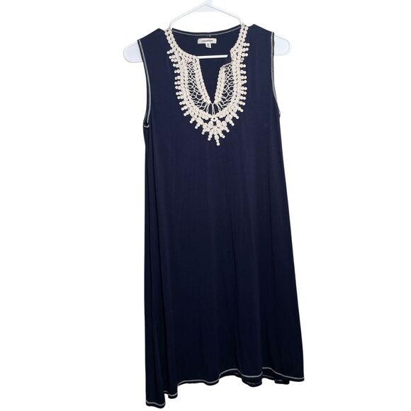 Max Studio | Dresses | Max Studio Dress Womens Xs Navy Blue Lace Vneck ...